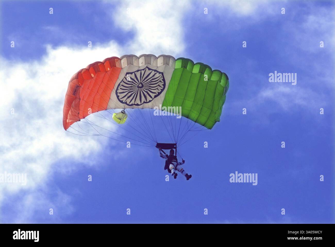 Paragliding by member of akash ganga team of IAF on air force day ...