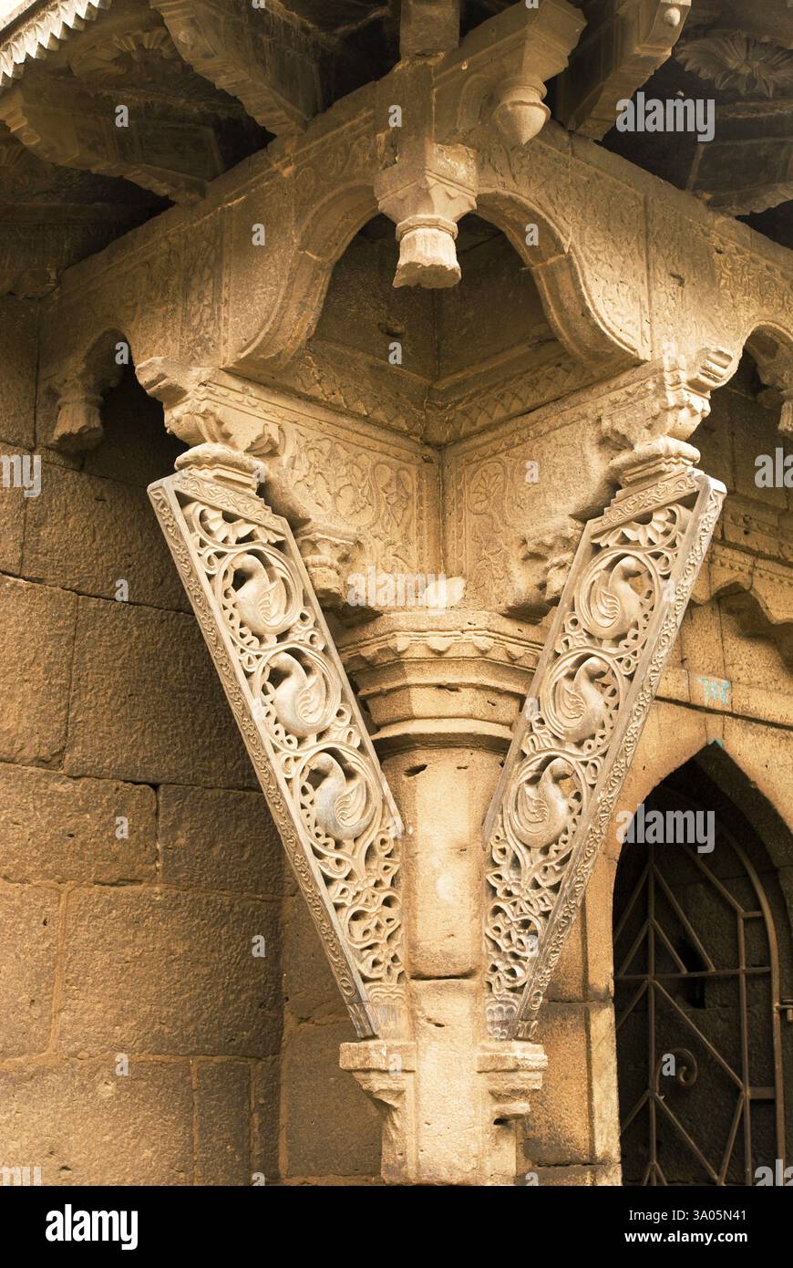Carving details in Sangeet Mahal, Bijapur, Karnataka, India, Asia Stock ...
