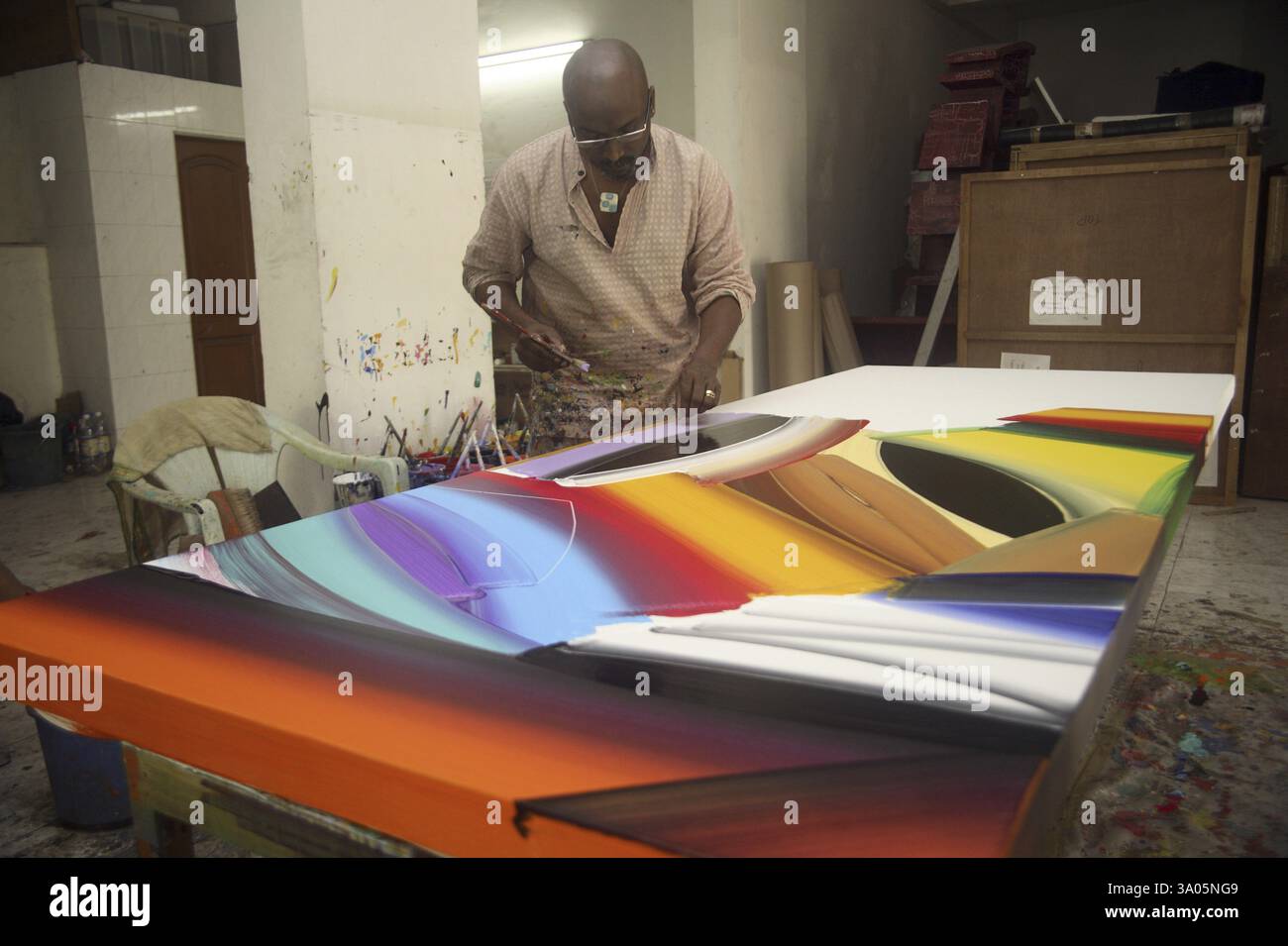 South asian Indian contemporary artist Bose Krishnamachari in his ...