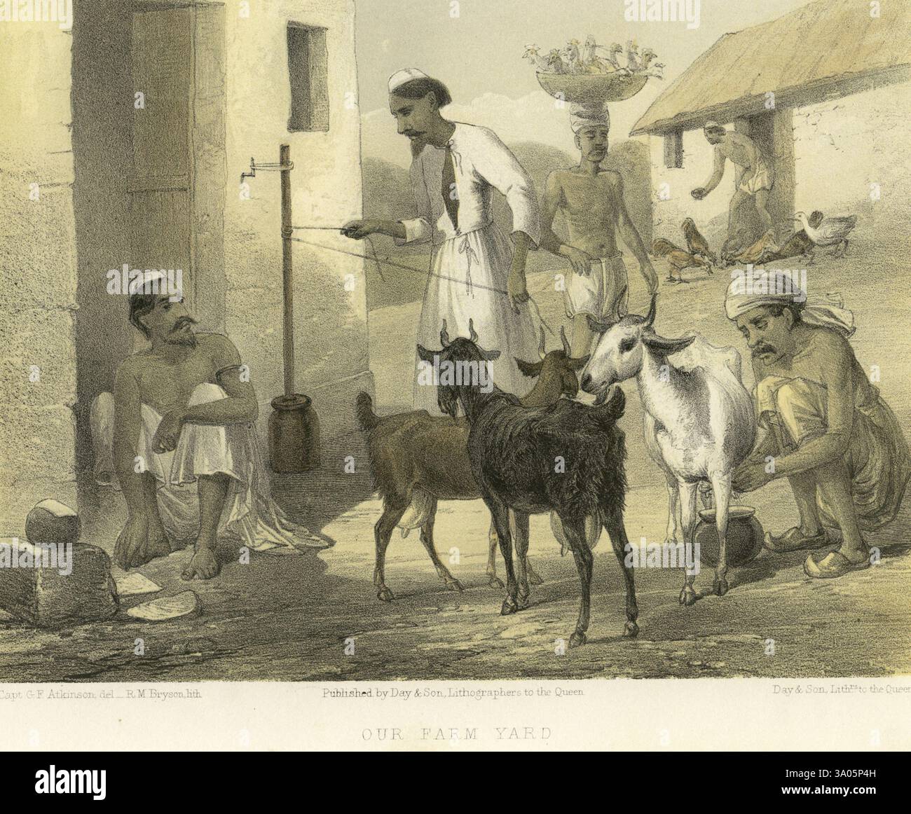 Colonial Indian images, our farm yard, India, Asia Stock Photo - Alamy