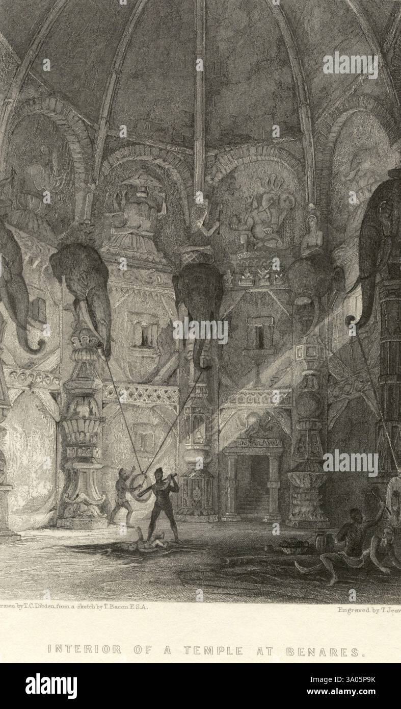 Interior of a temple at Benares, Varanasi, Uttar Pradesh, India, Asia ...