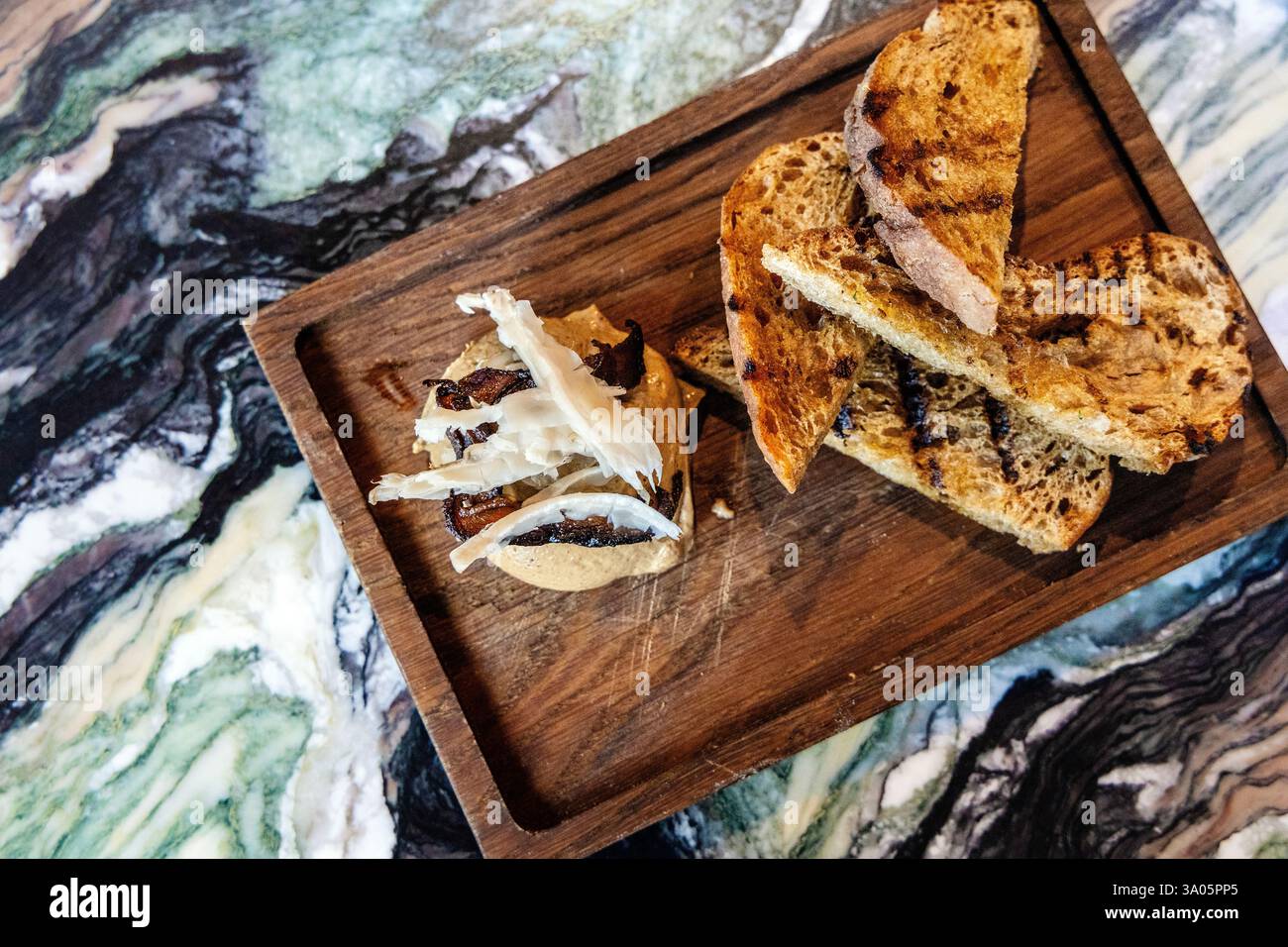 Shiitake and oyster mushroom parfait with grilled bread at Roe in ...