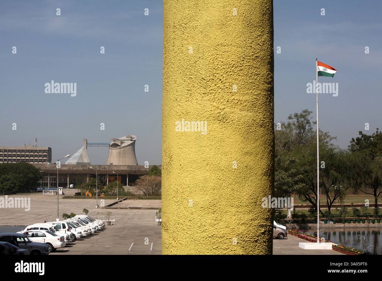 Pillar and Palace of assembly in background at Chandigarh Union ...