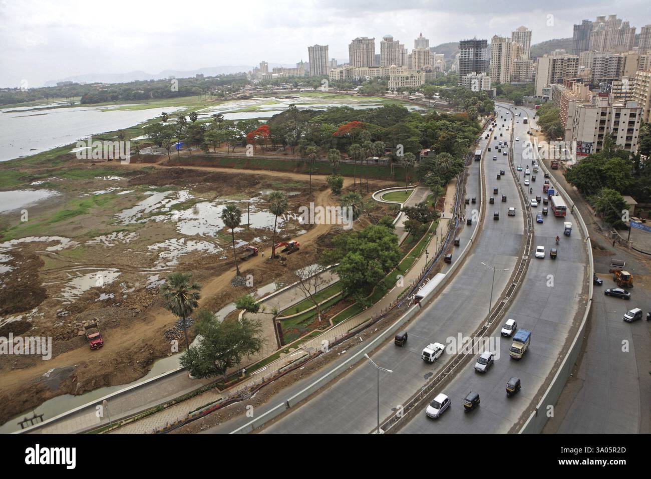 Aerial view of jogeshwari vikhroli link road, Powai, Bombay Mumbai ...