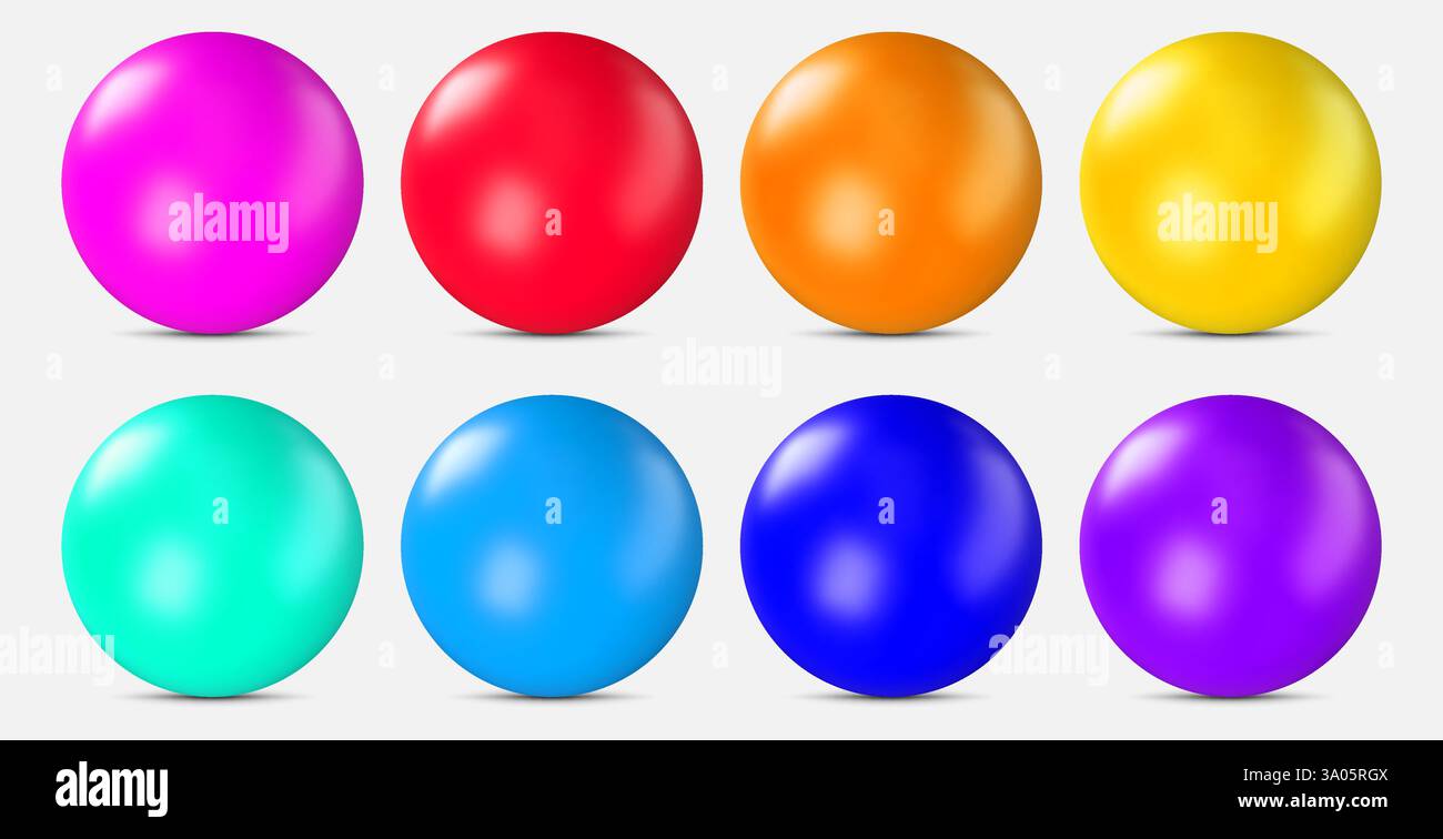 colorful realistic 3d balls collection. Glossy 3d spheres set isolated ...