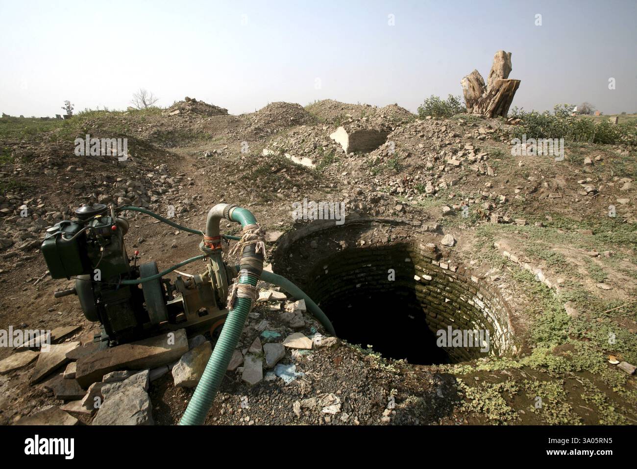 Water pump to pull out water for farming from deep well is kept in ...