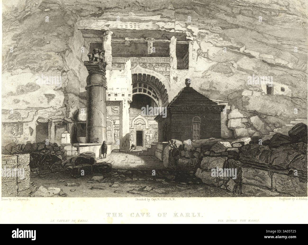 The cave of Karli or Karla, Bombay now Mumbai, Maharashtra, India, Asia ...