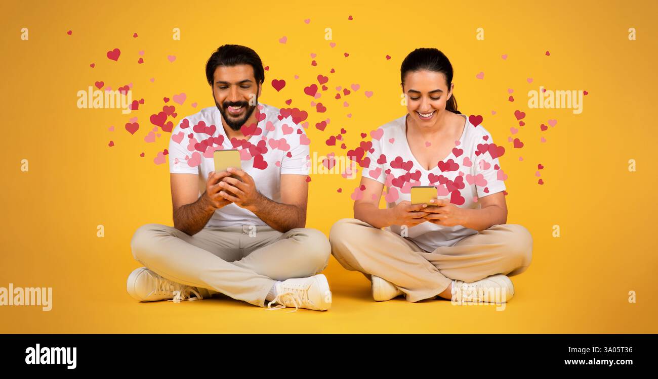 Couple shares love on Valentine's Day with heart messages and phones ...