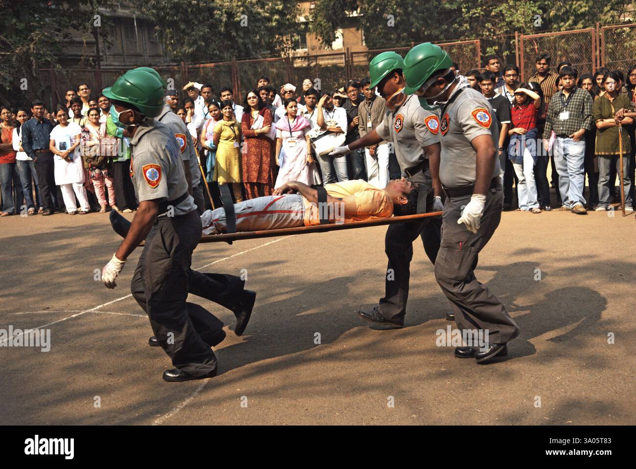 Fire brigade personnel demonstrate emergency rescue skill for KEM ...