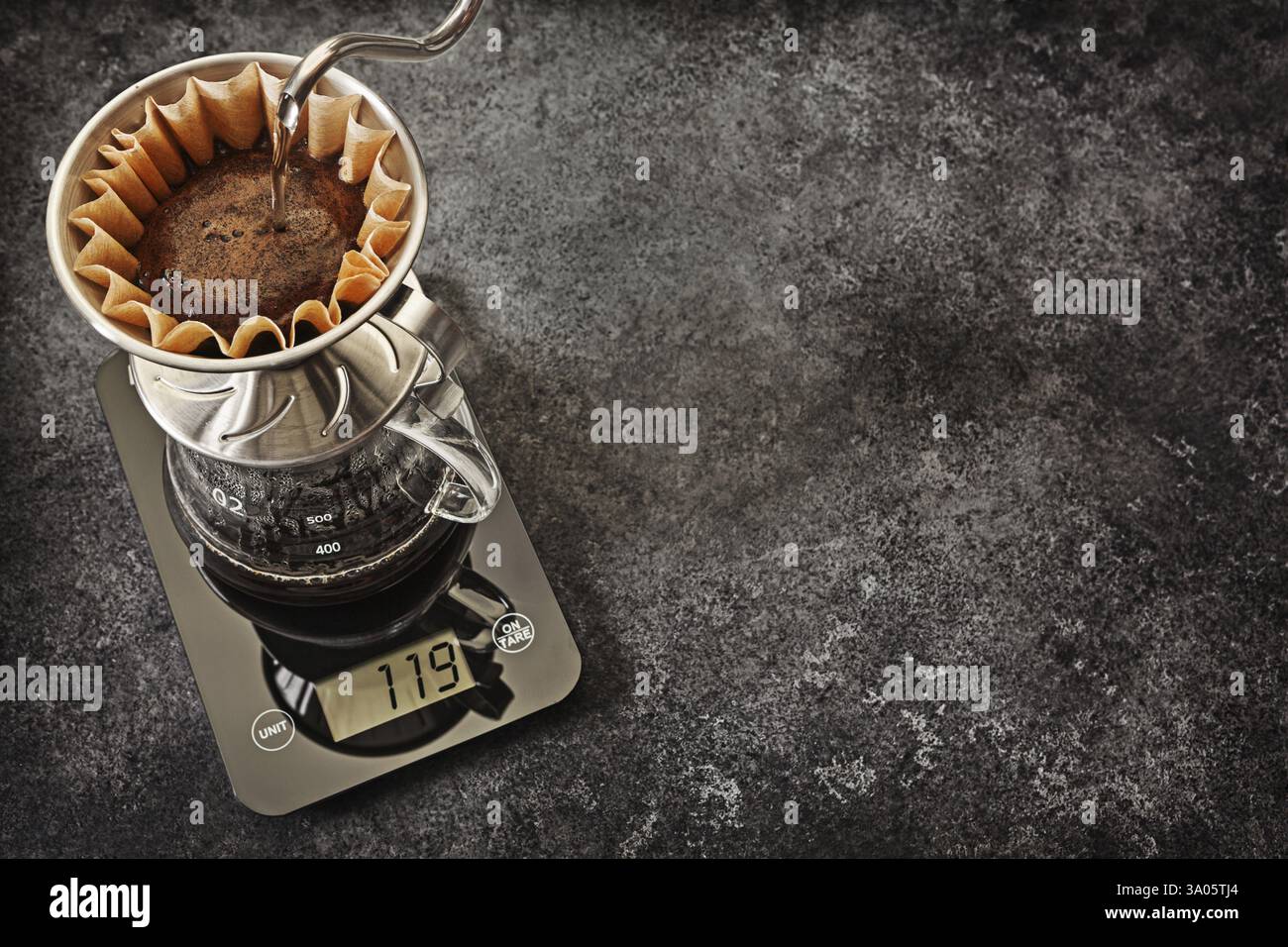 Alternative Coffee Brewing. Dripping Water From Gooseneck Kettle Into ...