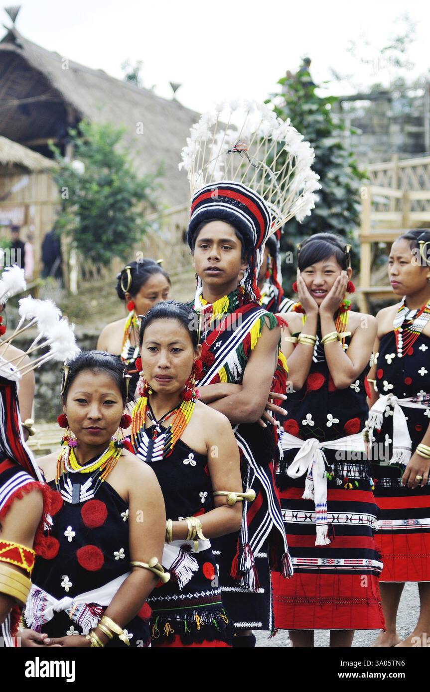 Naga tribes at hornbill festival, Kohima, Kisama village, Nagaland, North East, India NOMR Stock ...