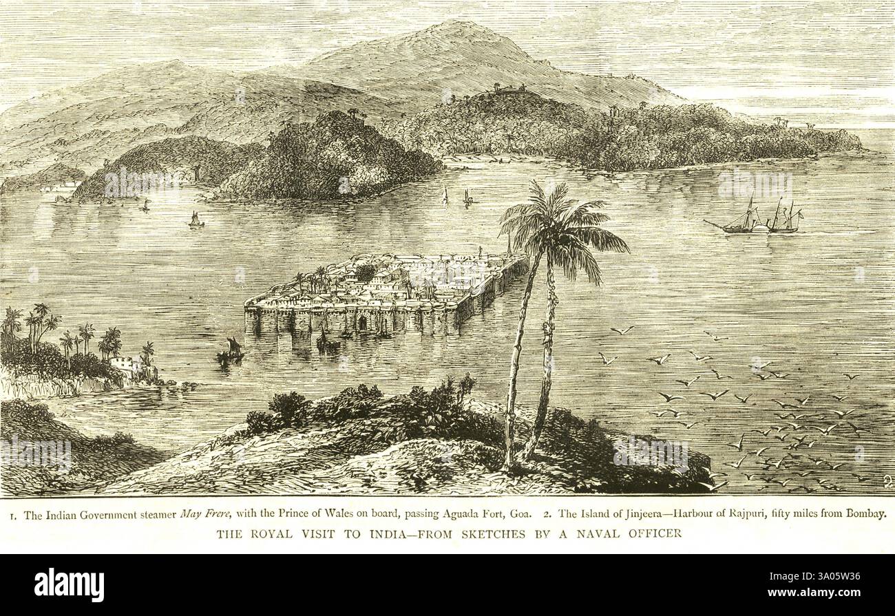 The Indian government steamer prince Wales board, passing Aguada fort ...