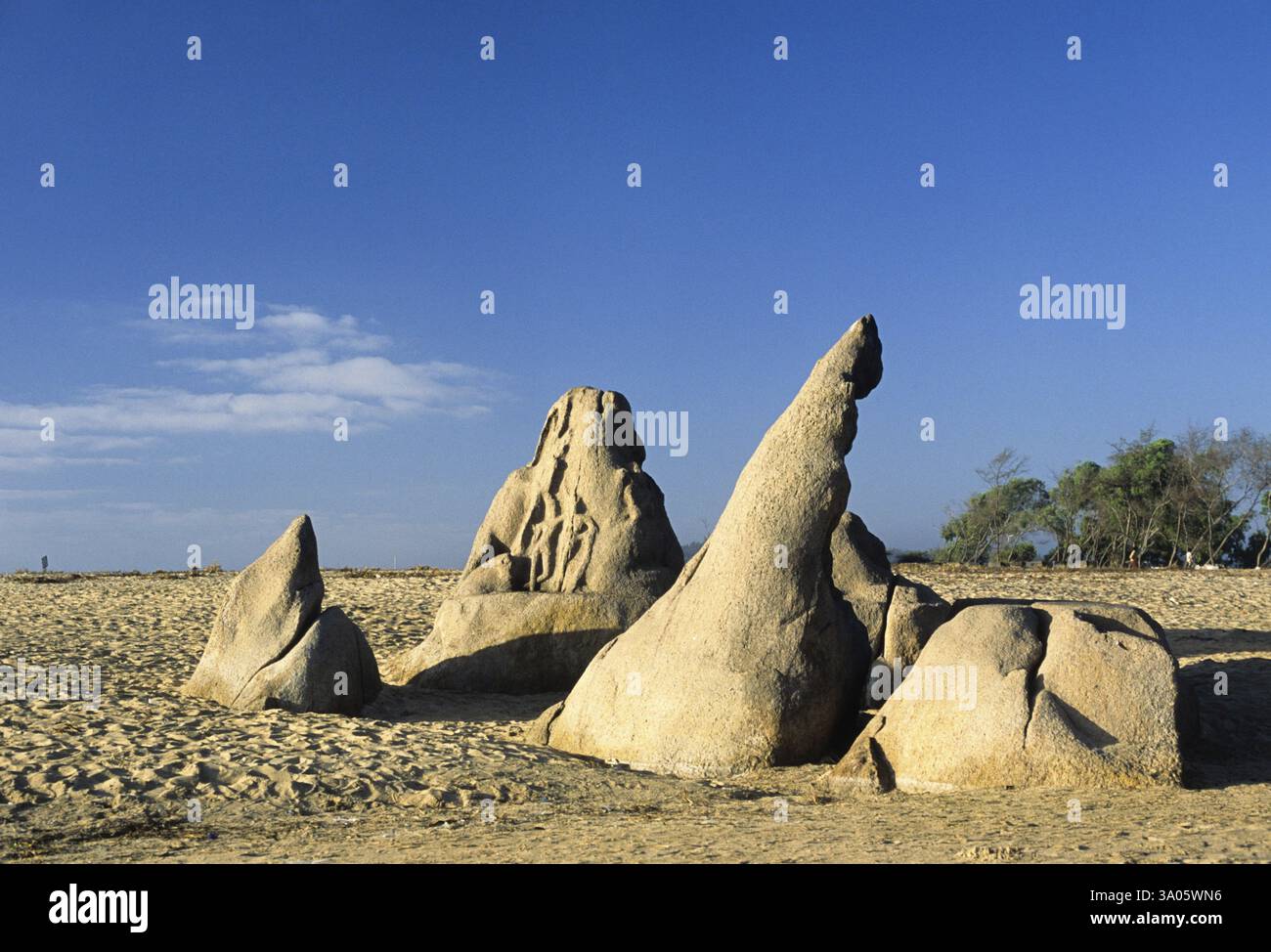 Rock carving unearthed by tsunami, Mahabalipuram Mamallapuram, Tamil ...