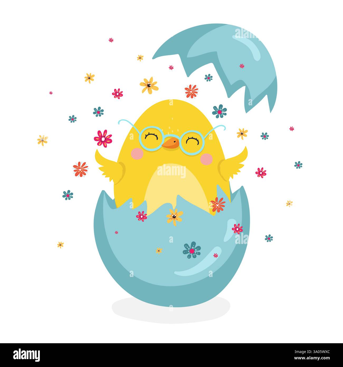 Easter card with cute chickens . Easter greeting card. Vector ...
