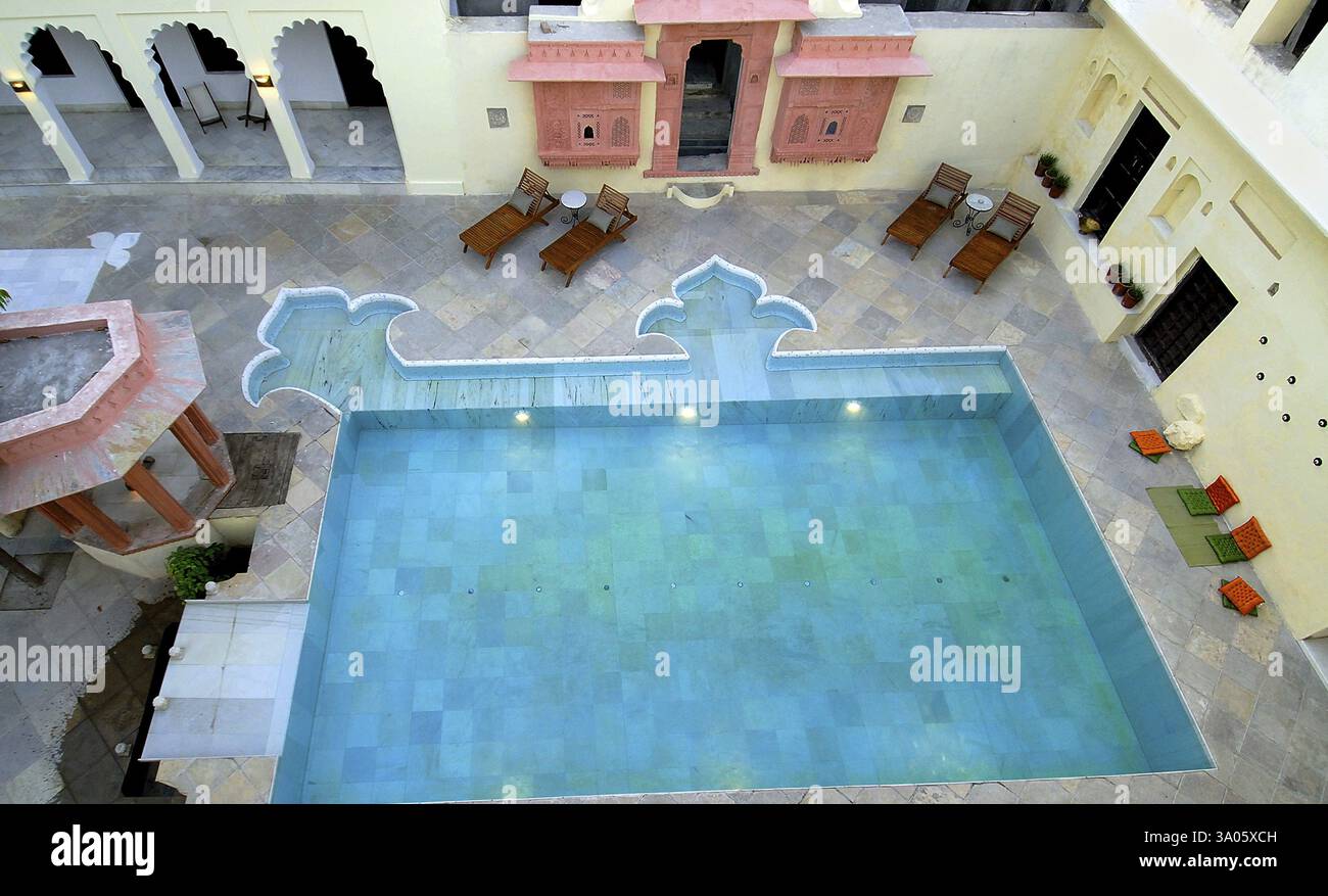 Swimming pool in Rawla Jojwar heritage hotel, Marwar, Rajasthan, India ...