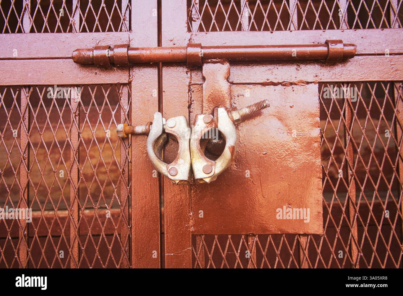 Indian lock and seal on door, red sand stone architecture of Jodhabai ...