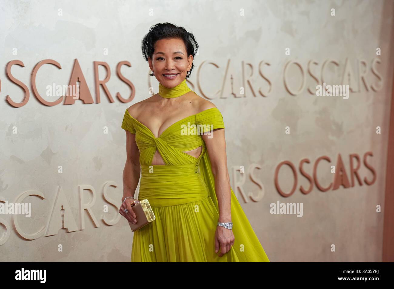 Joan Chen arrives at the Oscars on Sunday, March 2, 2025, at the Dolby Theatre in Los Angeles ...