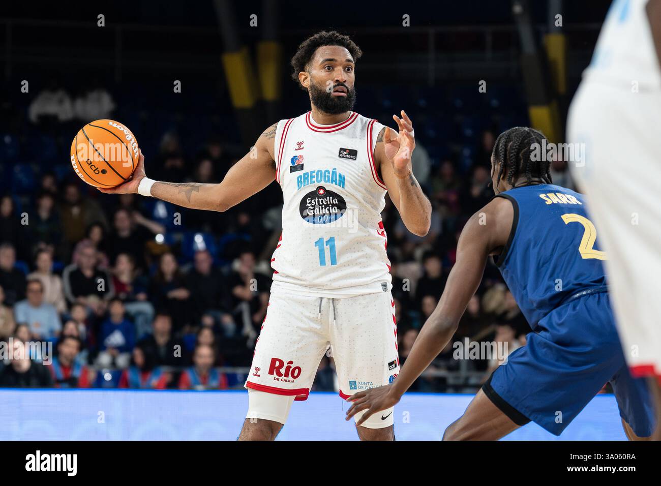 F.C.Basquet Tomas Satoransky in action against CB Breogan Dominik Mavra ...