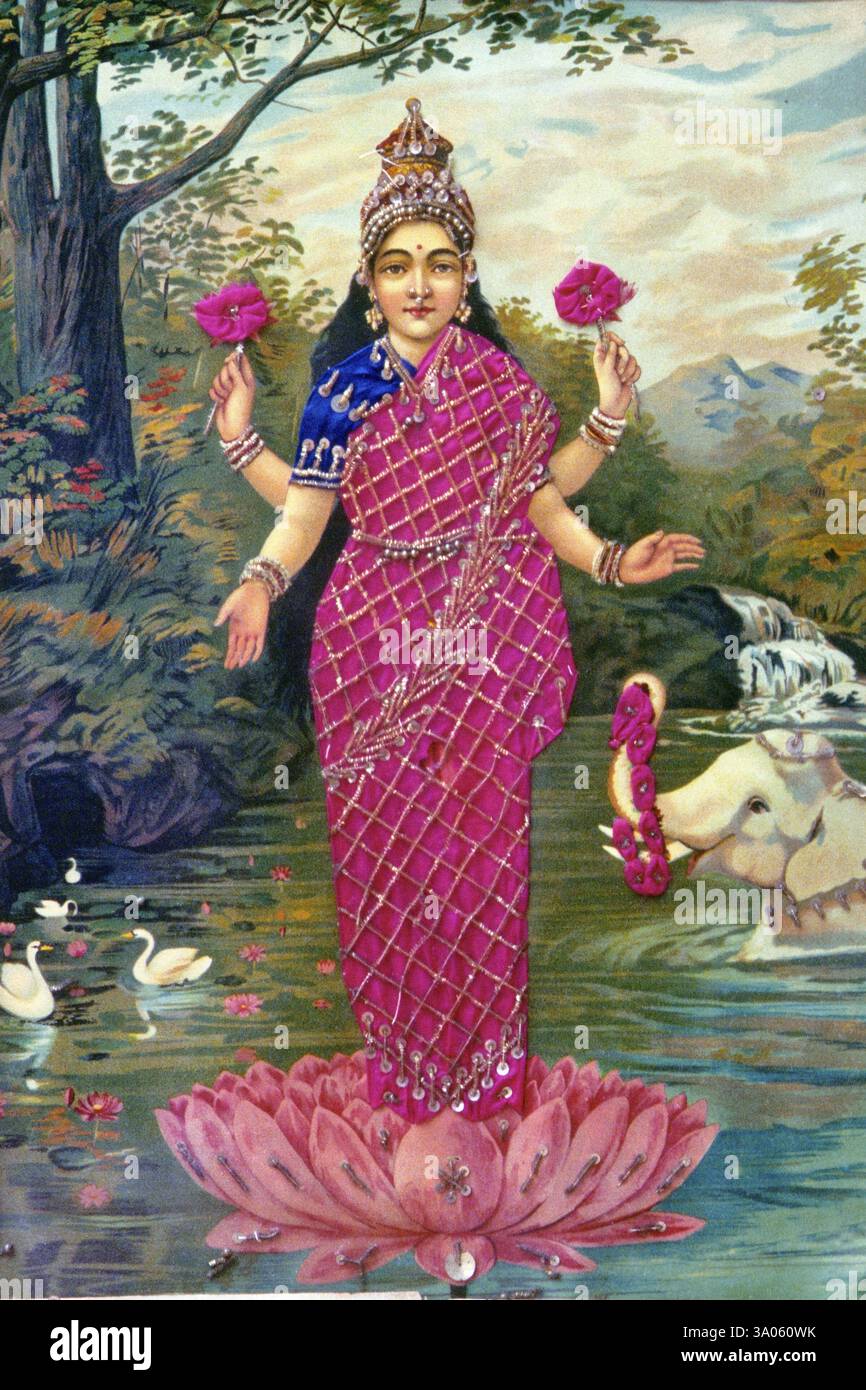 Miniature painting of Goddess Lakshmi nattukkottai chettiars homes ...