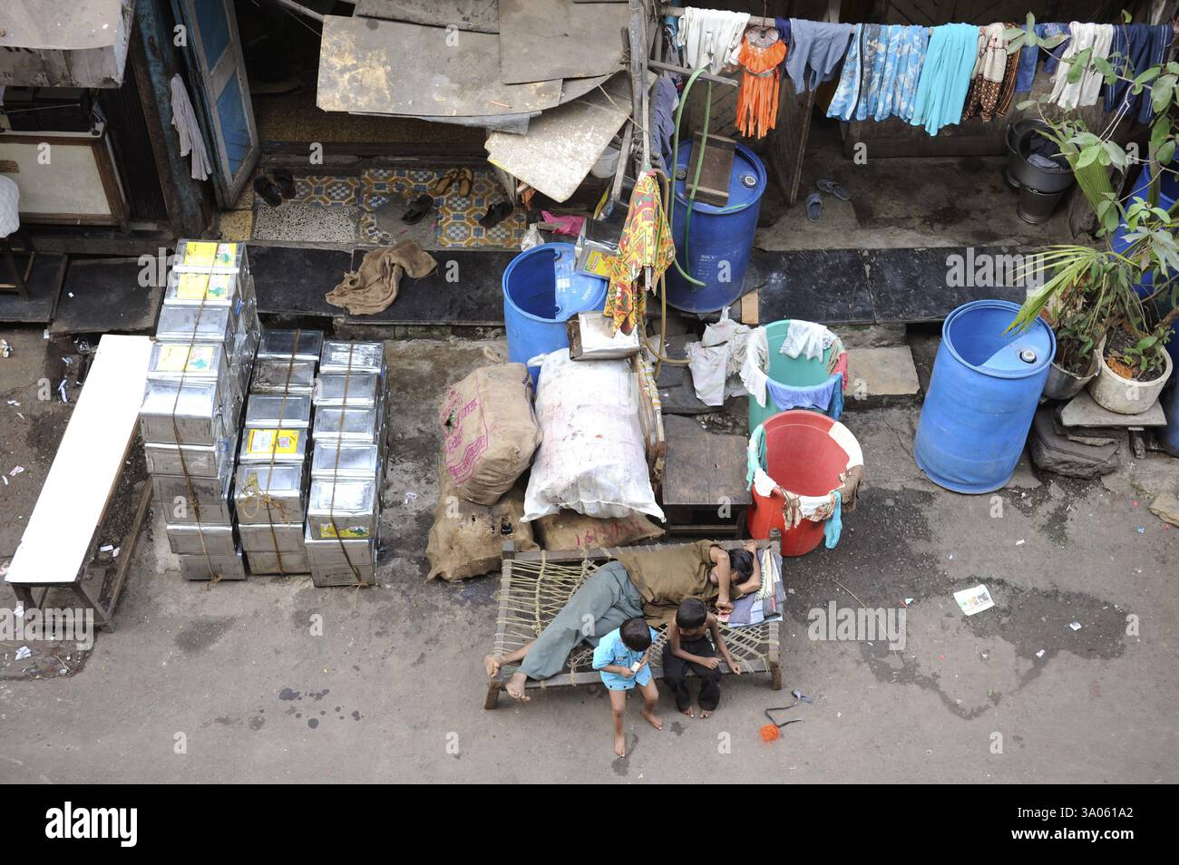 Aerial view of a lane, kamathipura, red light area, Bombay Mumbai ...