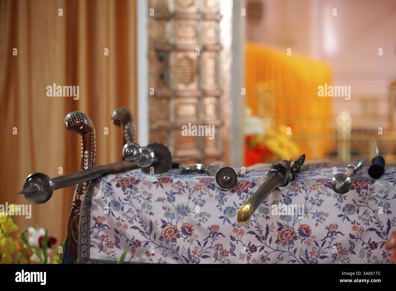 Arms of Guru Gobind Singhji kept for public display inside of Anandpur ...