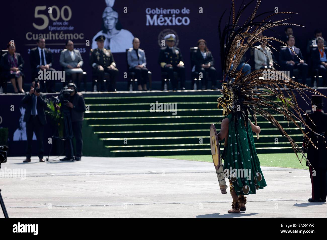 Actors acting out a theme from the history of Aztec warriors during the ...