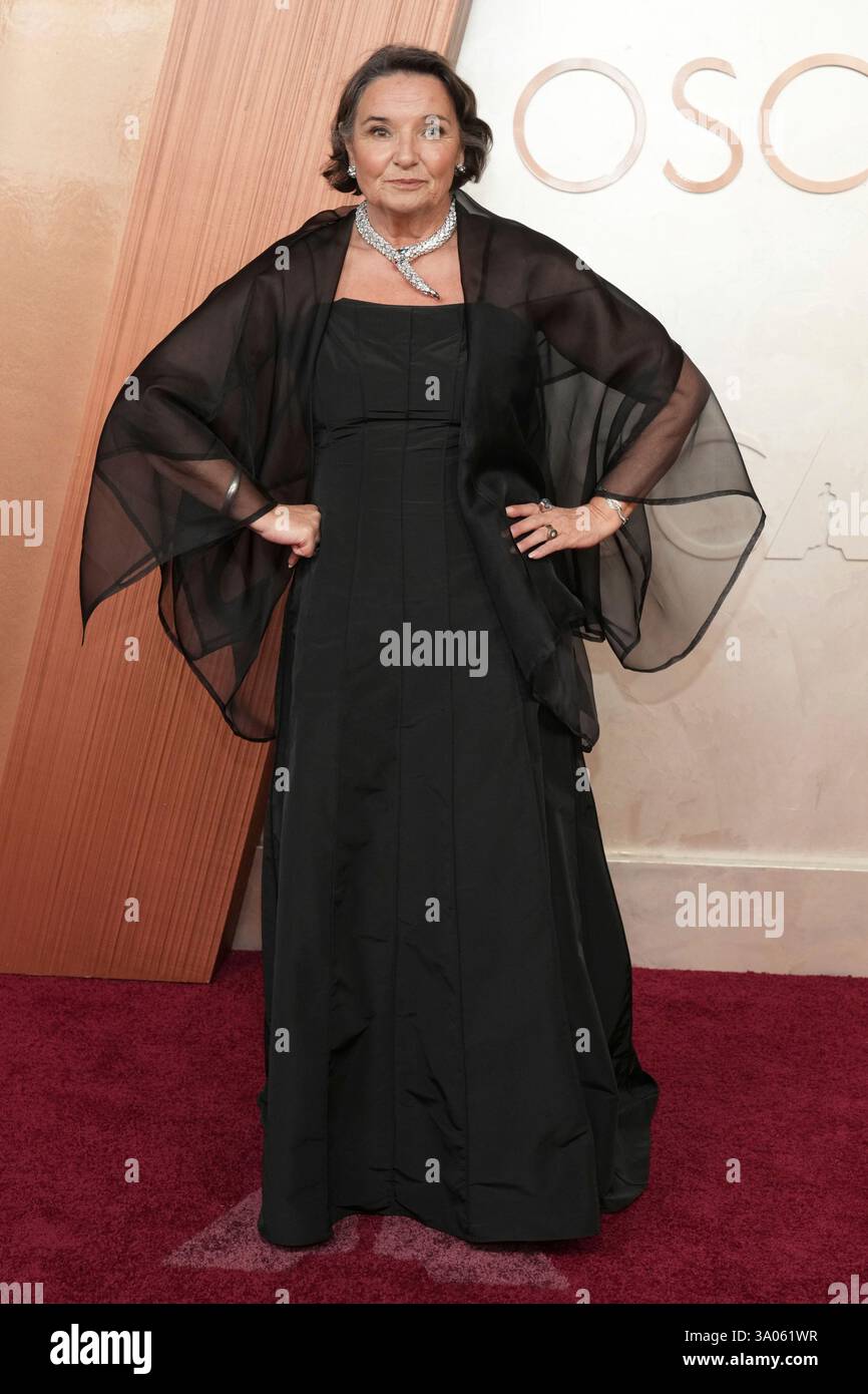 Suzanne Stokes-Munton arrives at the Oscars on Sunday, March 2, 2025 ...