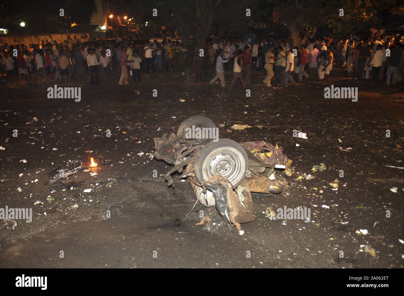 Onlooker stands at site of bomb blast on western express highway ...