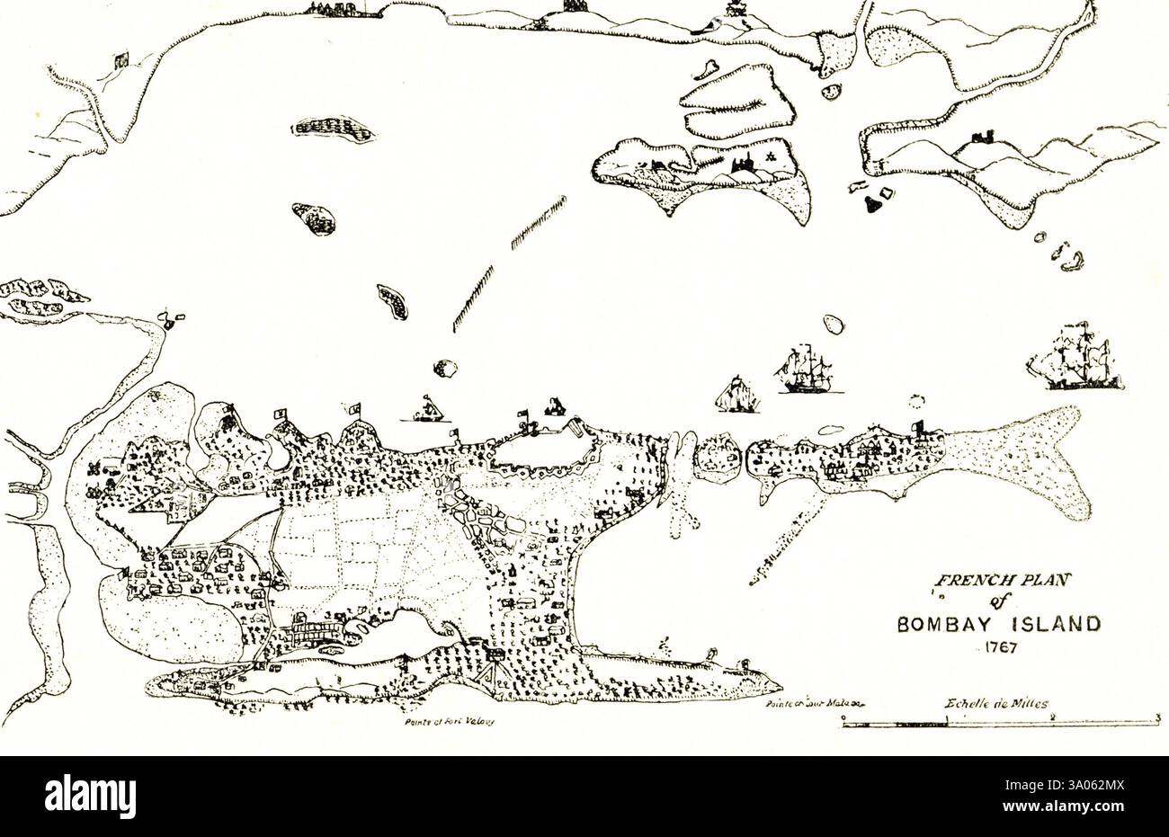 Bombay Map, French plan of Bombay island 1767, Mumbai, Maharashtra ...