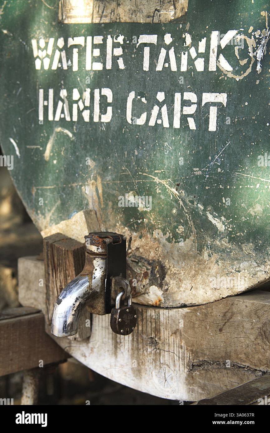 Water tank tap lock, Bombay Mumbai, Maharashtra, India, Asia Stock ...