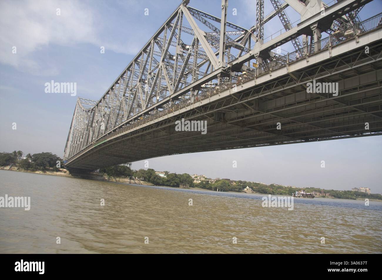 Howrah bridge over Hoogly river surface, Kolkata, West Bengal, India ...