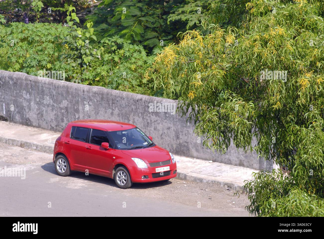 Aerial view of red color maruti swift car, Borivali, Bombay Mumbai ...