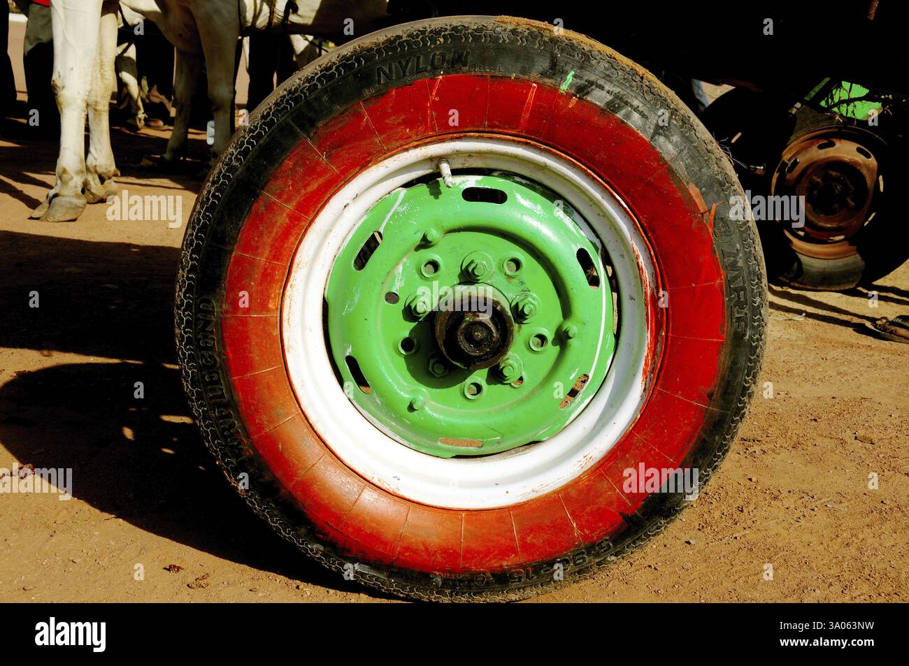 Ox cart wheel like tricolour color, india Stock Photo - Alamy