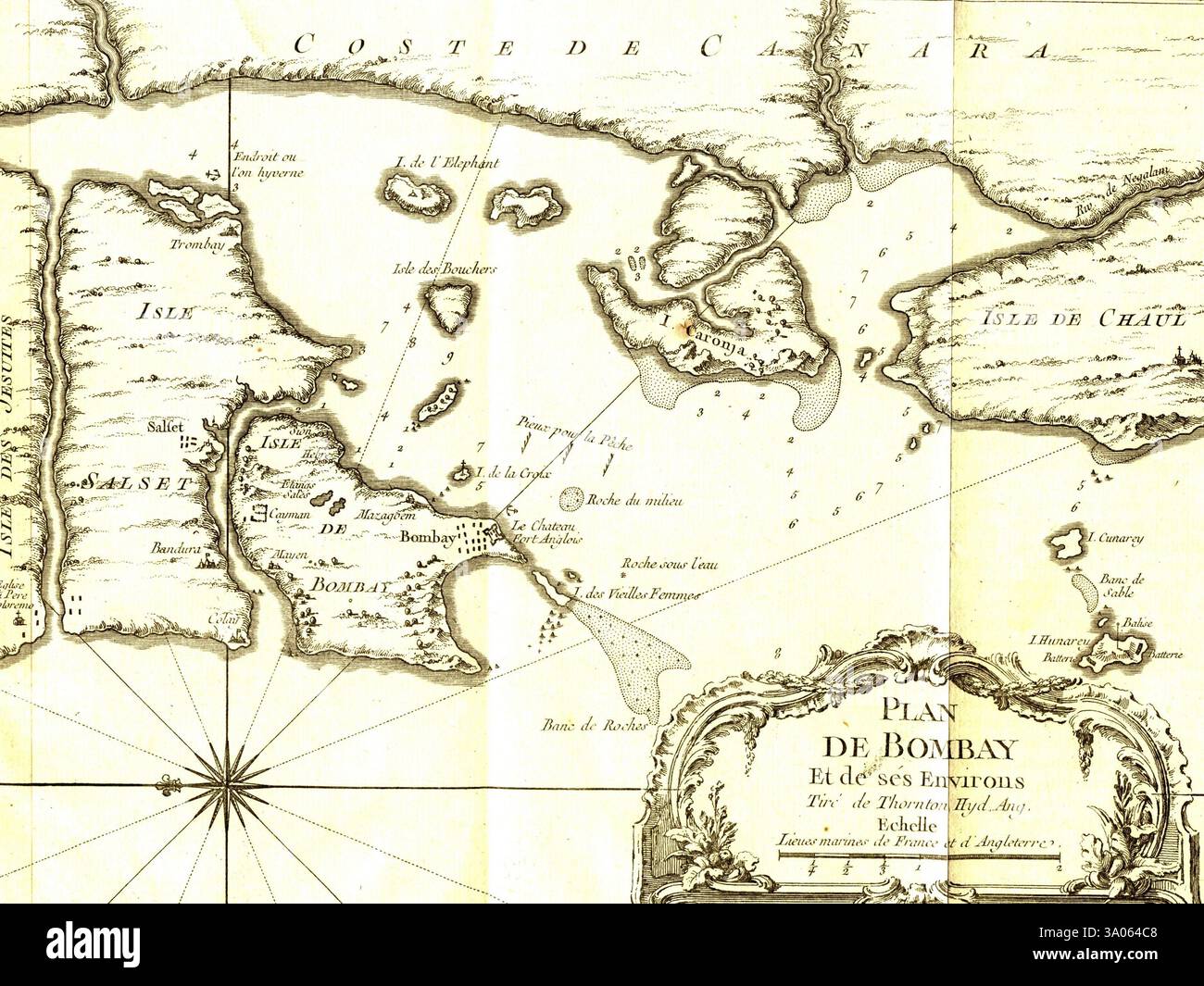 Bombay map, Plan de Bombay, Mumbai, Maharashtra, India, Asia Stock ...