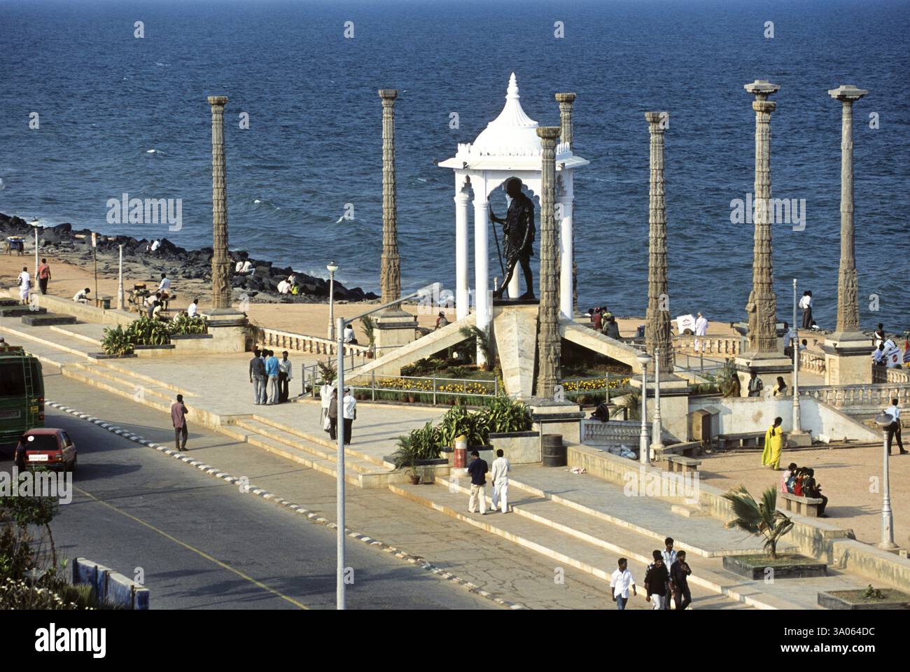 Gandhi memorial statue in beach road goubert avenue at Pondicherry ...