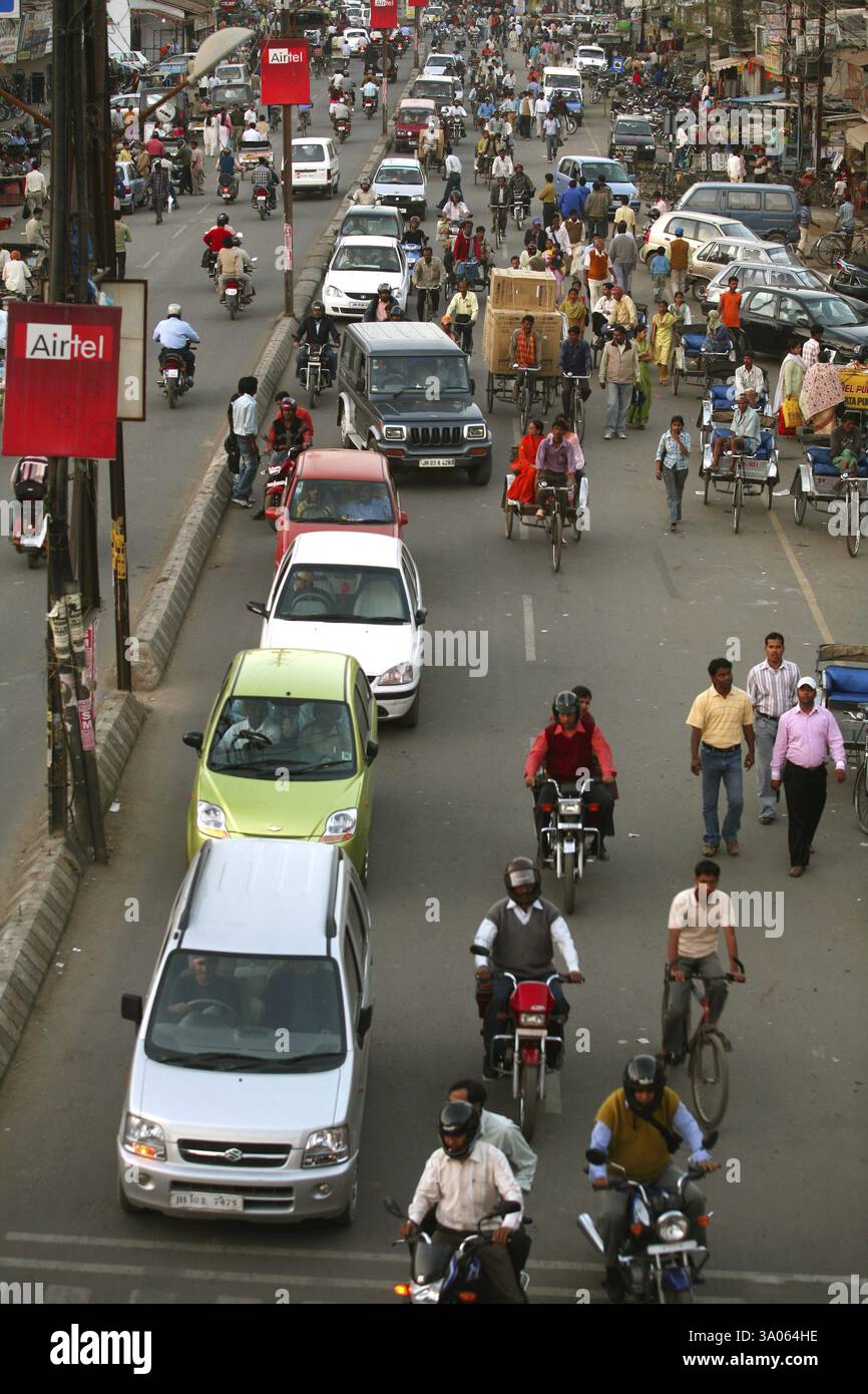 Busy street of Ranchi city capital of Jharkhand, India, Asia Stock ...
