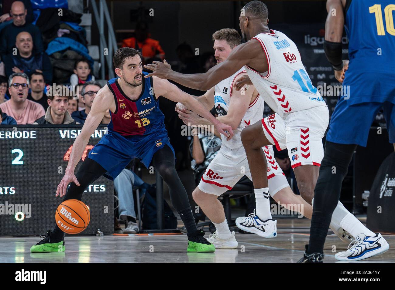 F.C.Basquet Tomas Satoransky in action against CB Breogan Dominik Mavra ...