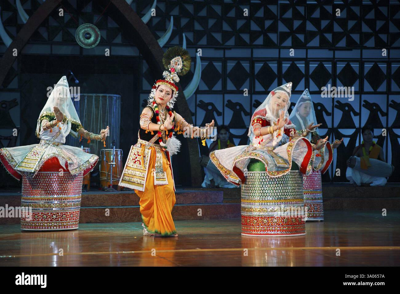 Dancers perform Manipur folk dance raslila, Manipur, India NO MR Stock ...