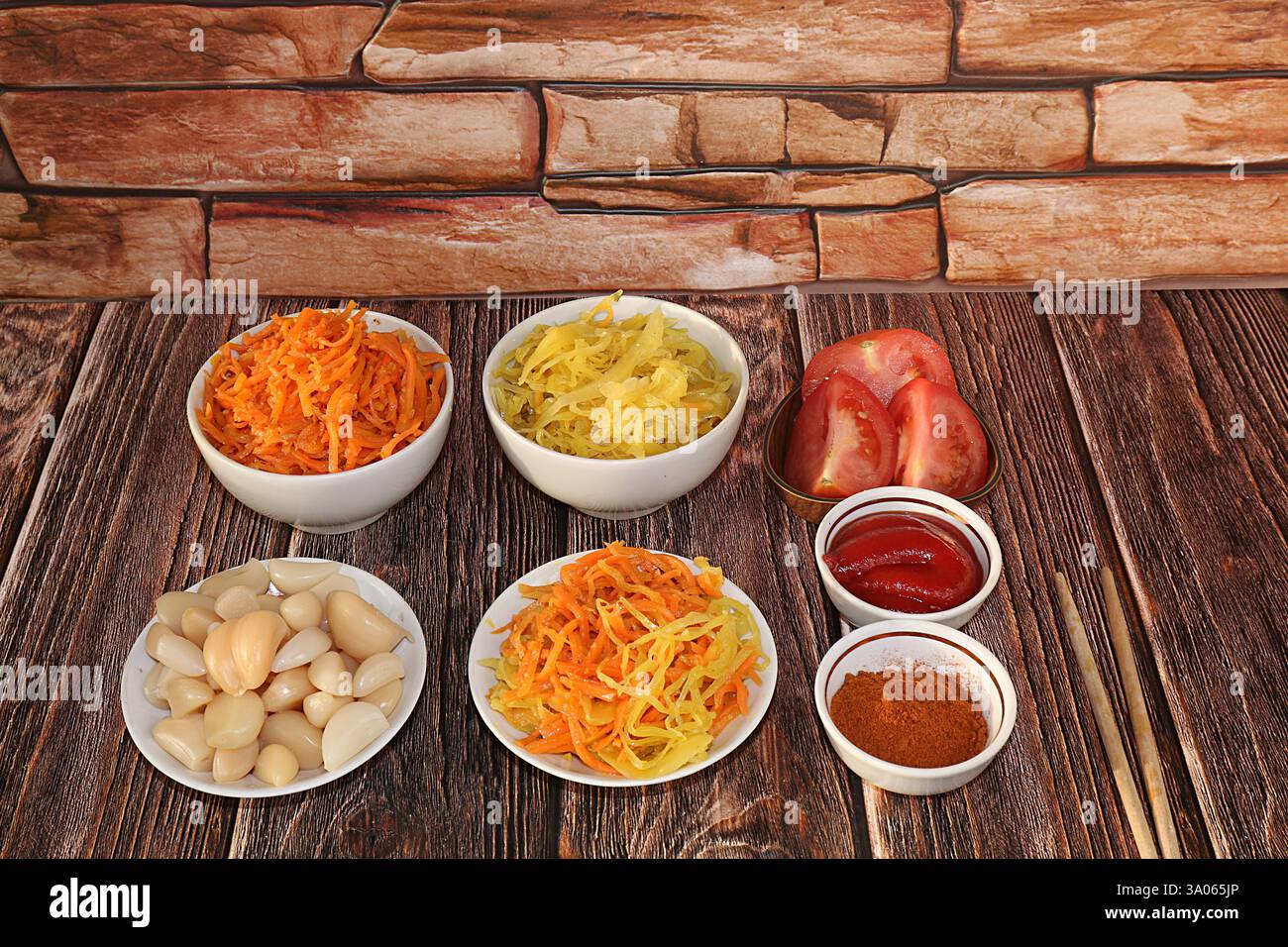 Chinese side dishes for a barbecue dinner - kimchi and various kinds of ...