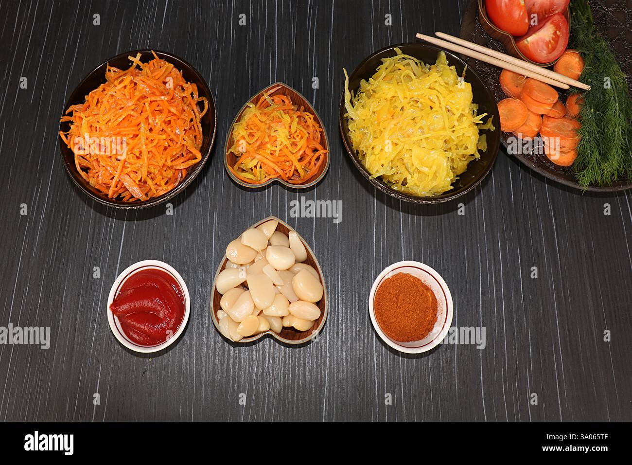 Chinese side dishes for barbecue dinner - kimchi and various kinds of ...