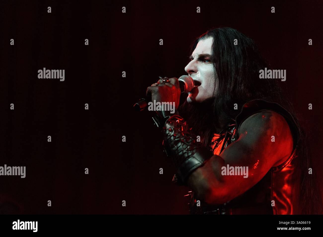 Munich, Germany, February 28th 2025: Askeroth (Vocals) from Nachtblut during the Todschick Tour ...