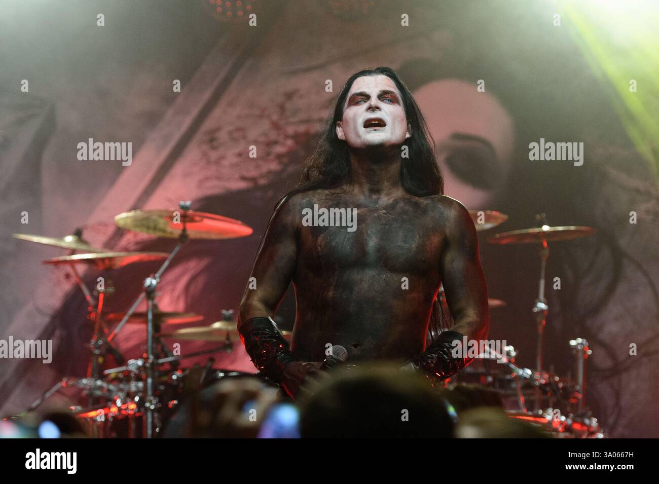 Munich, Germany, February 28th 2025: Askeroth (Vocals) from Nachtblut during the Todschick Tour ...