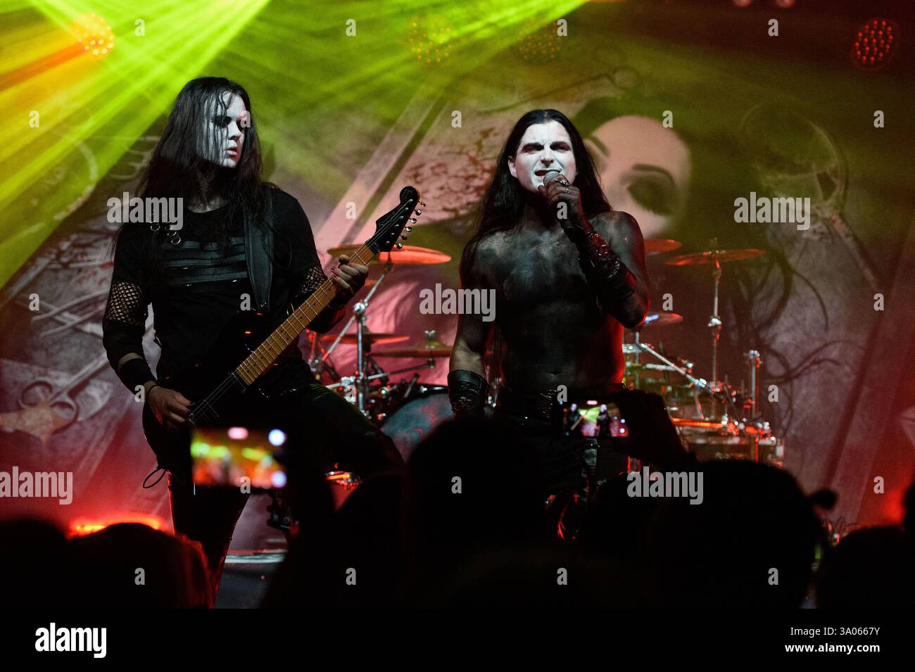Munich, Germany, February 28th 2025: Greif (Guitar) and Askeroth (Vocals) from Nachtblut during ...