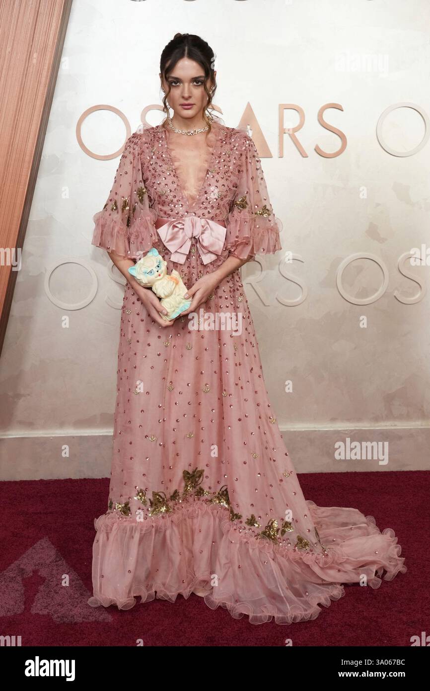 Charlotte Lawrence arrives at the Oscars on Sunday, March 2, 2025, at the Dolby Theatre in Los ...