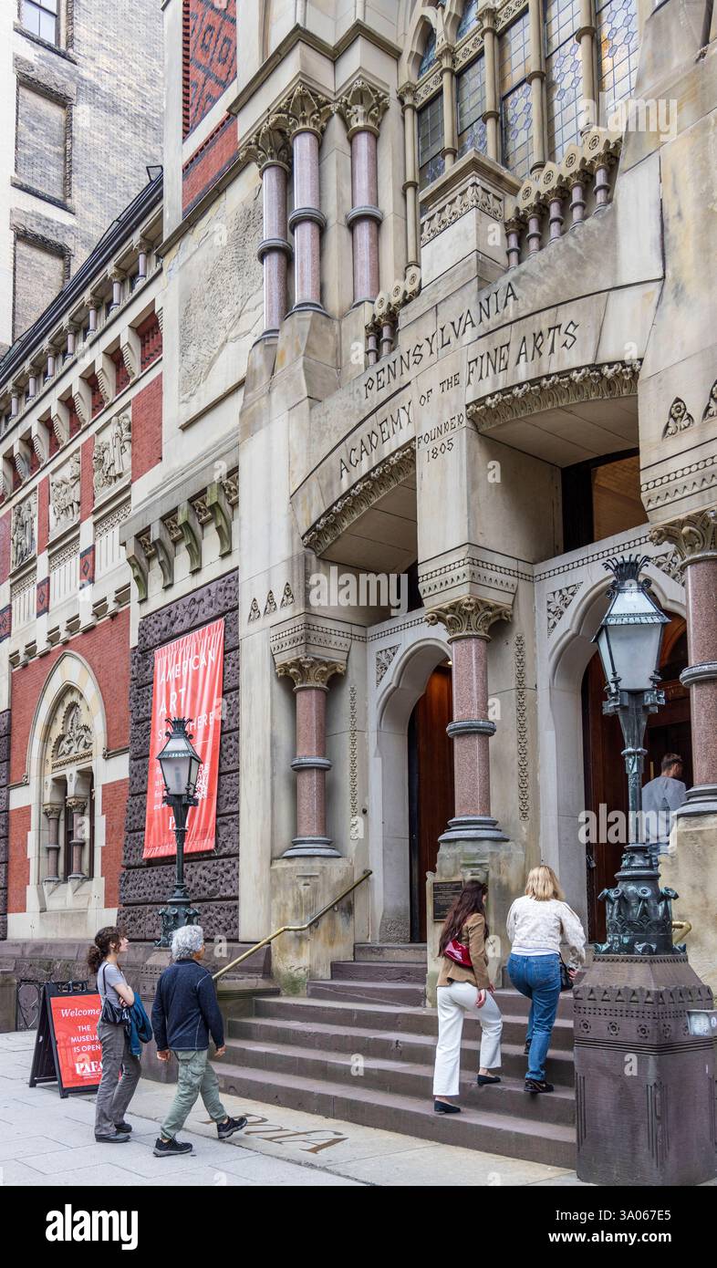 Facade of Pennsylvania Academy of Fine Arts (Furness-Hewitt) with ...