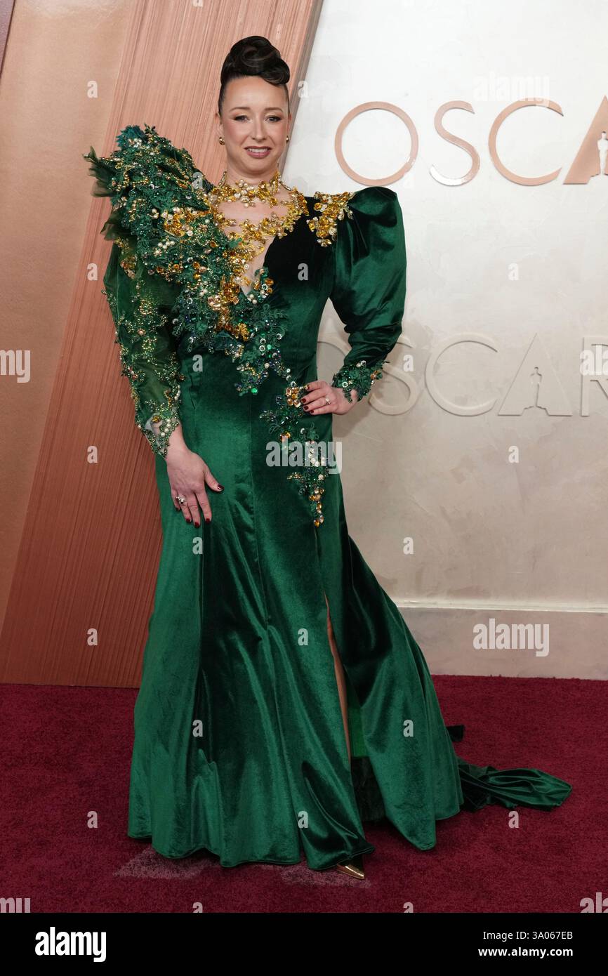 Laura Blount arrives at the Oscars on Sunday, March 2, 2025, at the ...