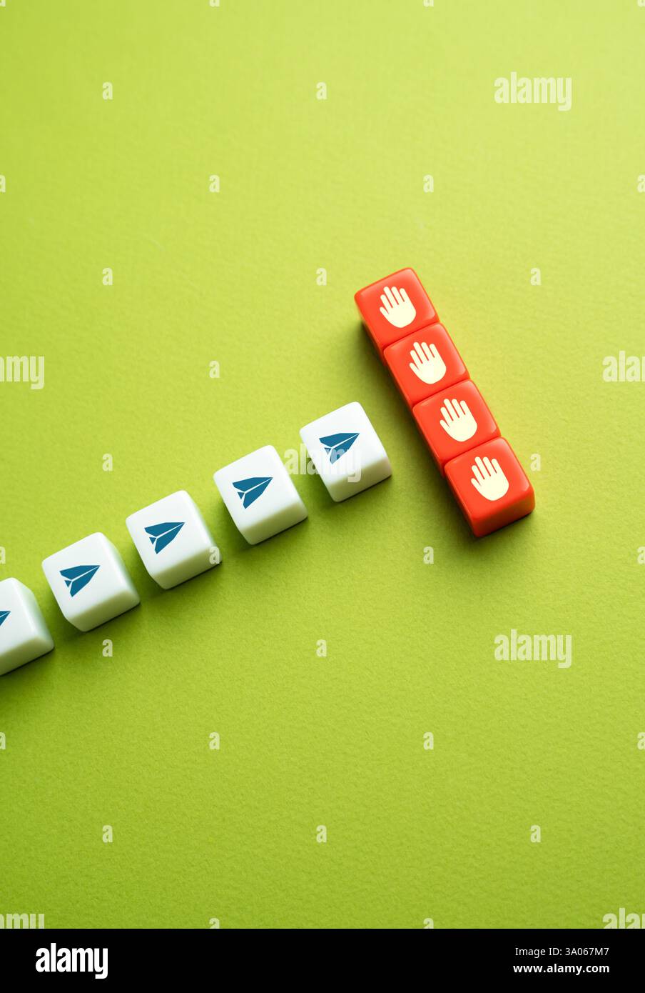 The path of movement and the stopping barrier. roadblocks, obstacles ...