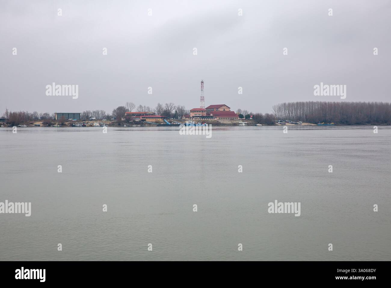 Chiciu, Romania - December 30, 2024: Landscape with river Danube banks ...