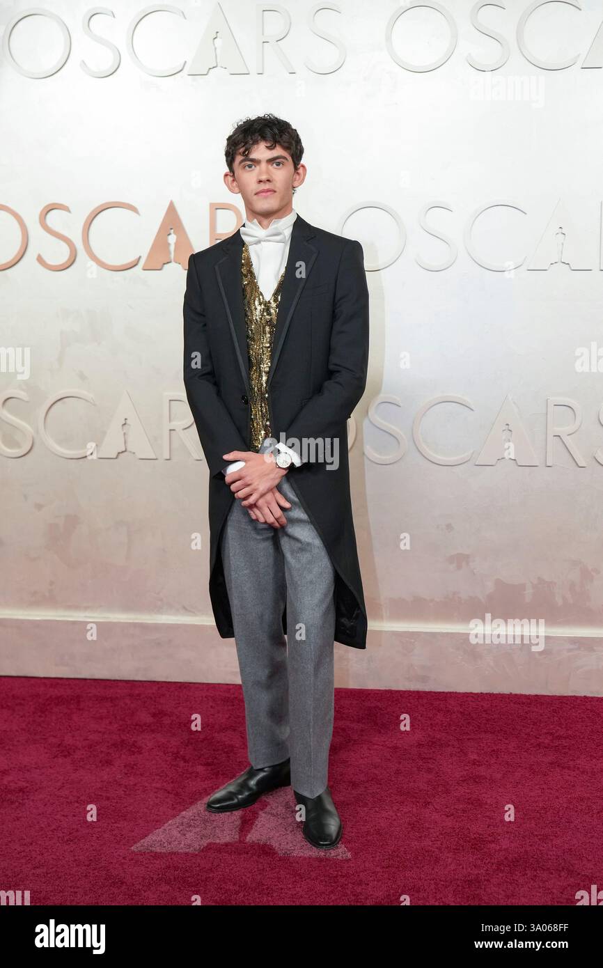 Joe Locke arrives at the Oscars on Sunday, March 2, 2025, at the Dolby Theatre in Los Angeles ...