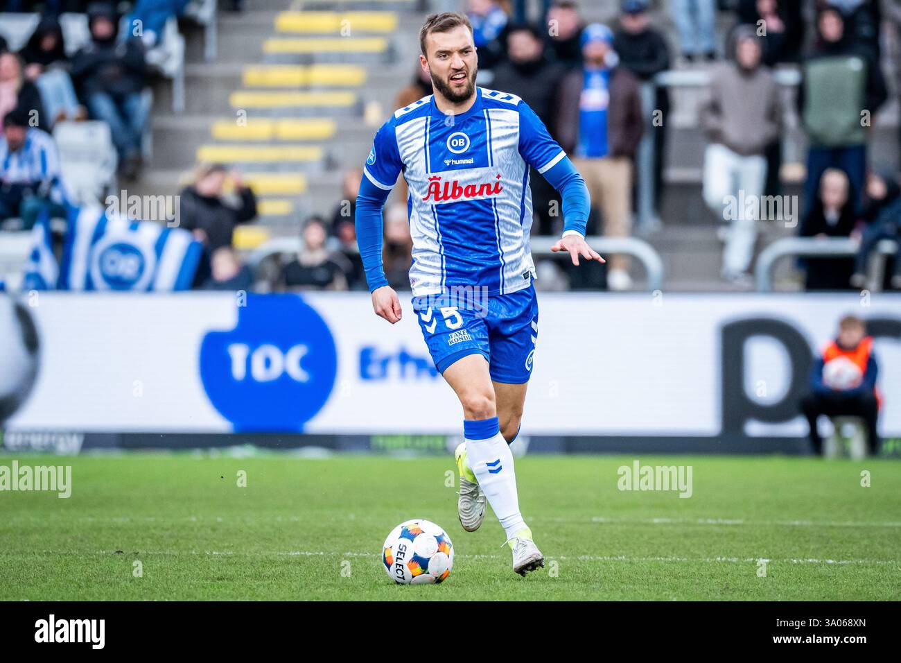 Odense, Denmark. 02nd Mar, 2025. Mihajlo Ivancevic (5) of Odense BK ...
